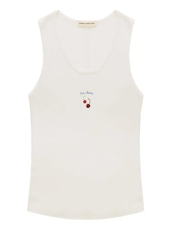 DUKE + DEXTER Rib-knitted Tank With Print - Cherry