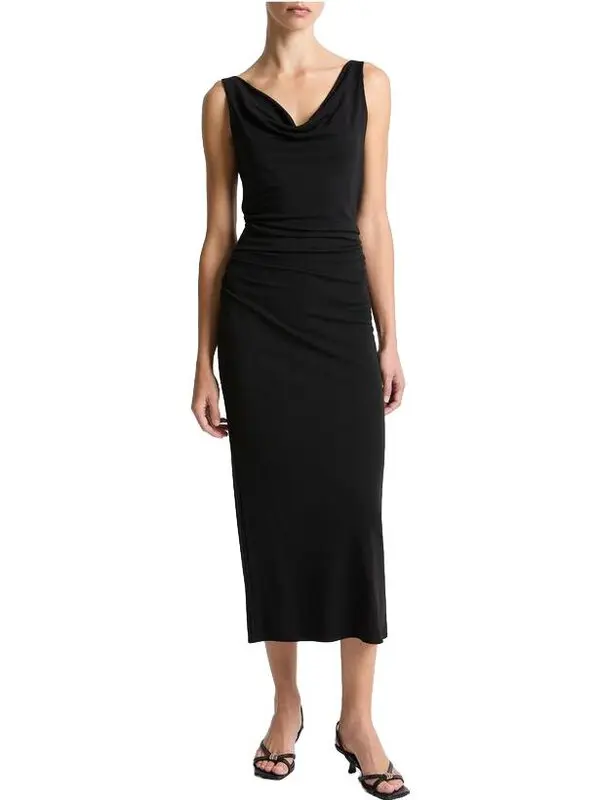 Vince Matte Jersey Cowl-neck Tank Dress - Black