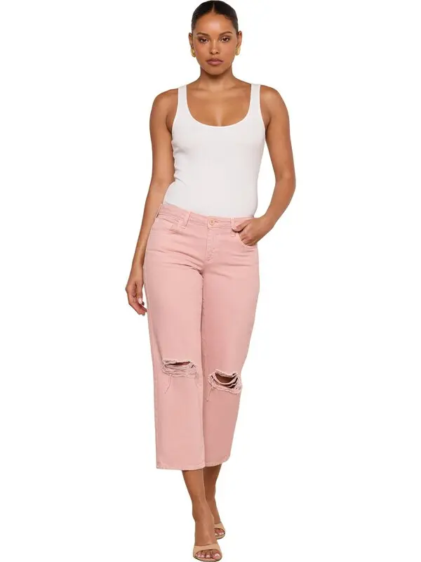 L'Agence Blaine Cropped Stovepipe Jean - Misty Rose Destruct