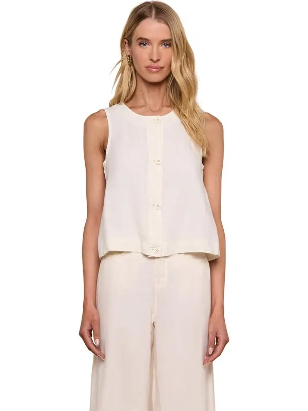 L'Agence Foster Linen Top - Vintage White