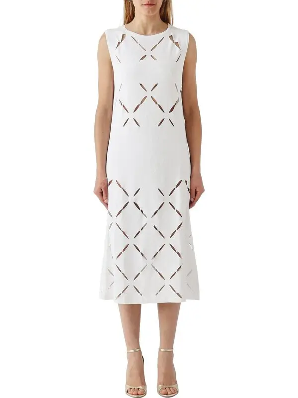 Liviana Conti Sleeveless Midi Dress With Cut-out Detailing - White