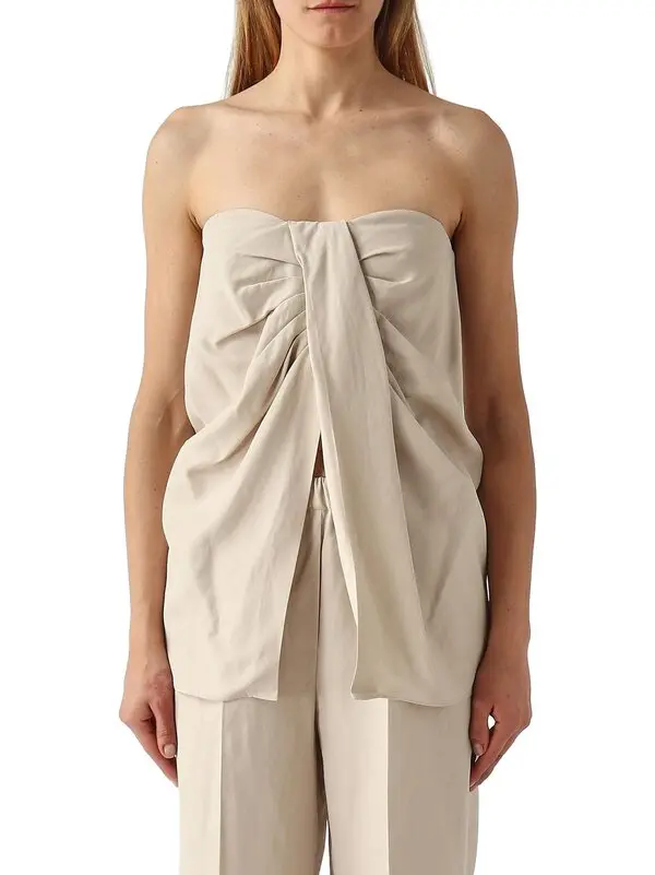 Liviana Conti Draped Bow Detail Top - Ecru