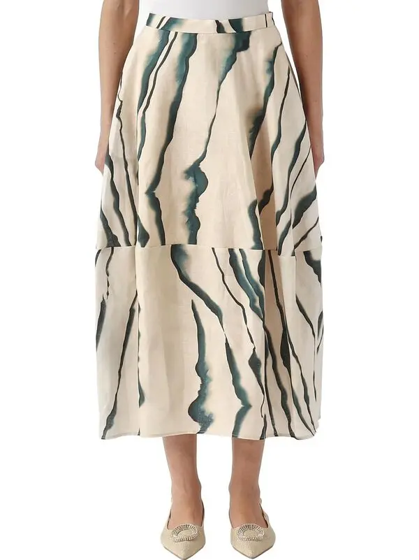 Liviana Conti Midi Skirt With Abstract Print - Ecru