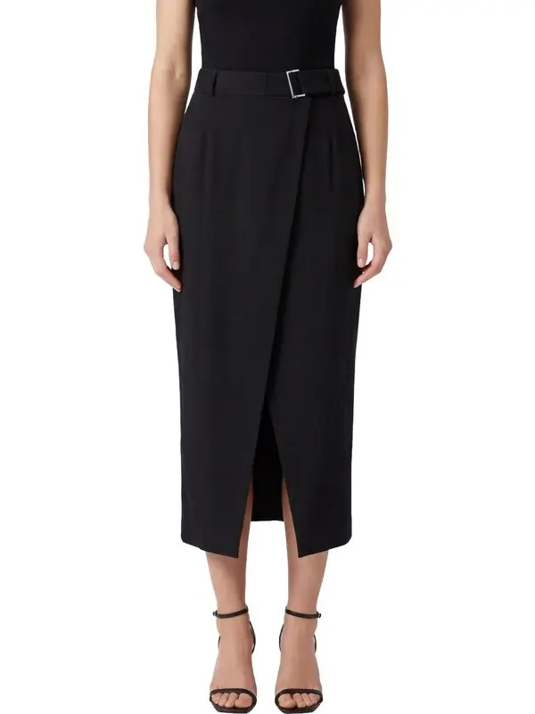 TELA Belted Wrap Skirt - Black