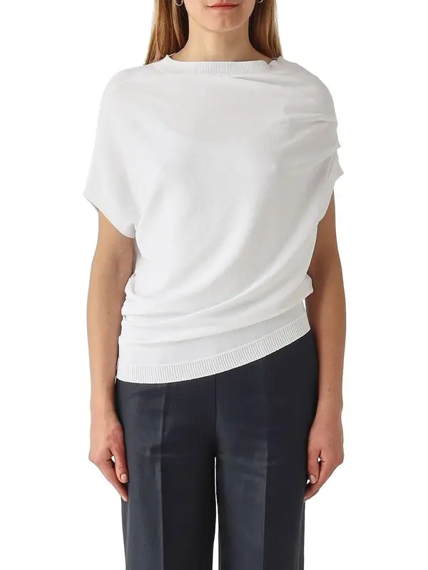 Liviana Conti Draped Viscose Top - White
