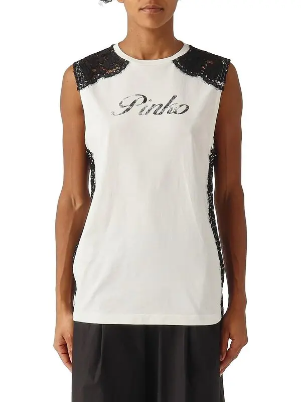 Pinko Lace Trim T-shirt - White