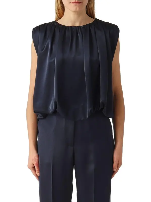 Liviana Conti Gathered Blouse - Navy