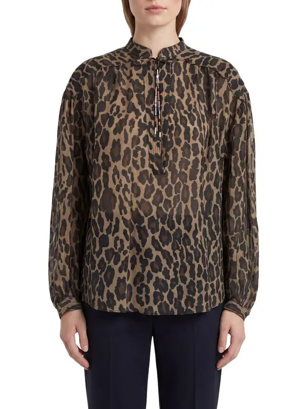 BAZAR DELUXE Printed Viscose Blouse - Beige