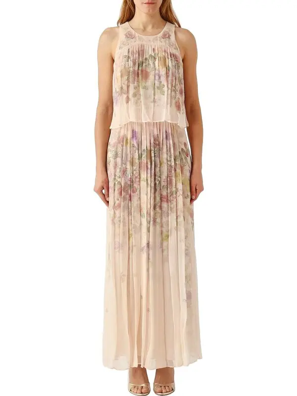 TWINSET Long Floral Print Crêpe Dress - Multicolor