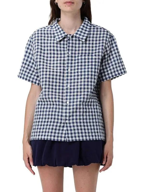 DUNST Casual Striped Cotton Poplin Shirt - Blue