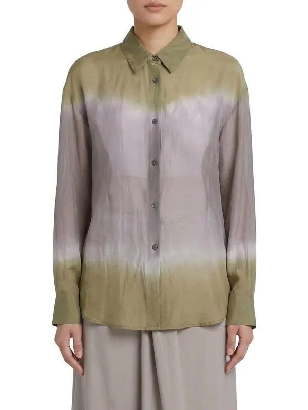 ROBERTO COLLINA Printed Cotton And Silk Shirt - Mud