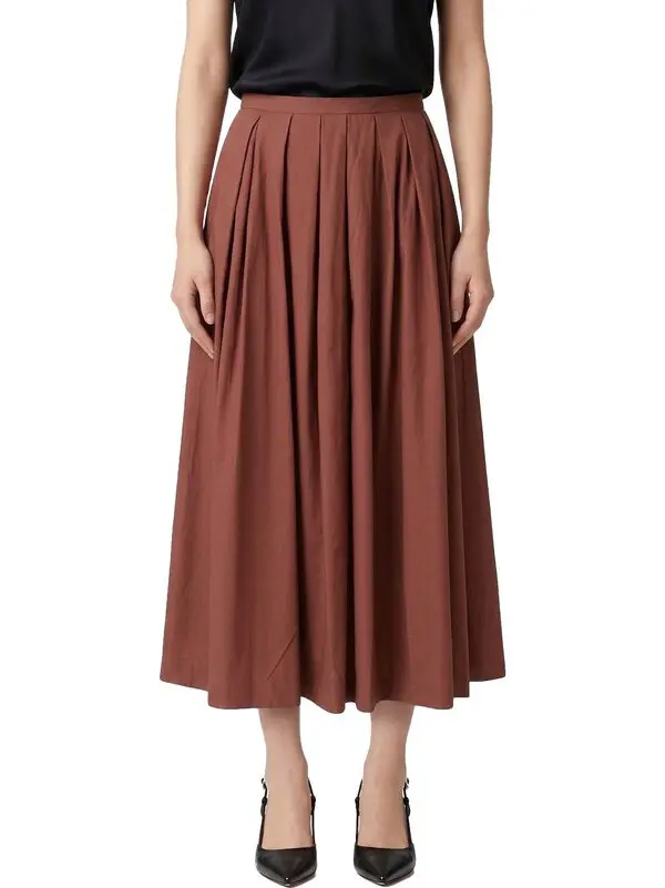 ROBERTO COLLINA Pleated Skirt - Brown