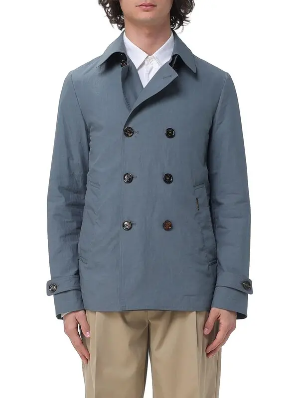MOORER Double-breasted Trench Coat - Grey