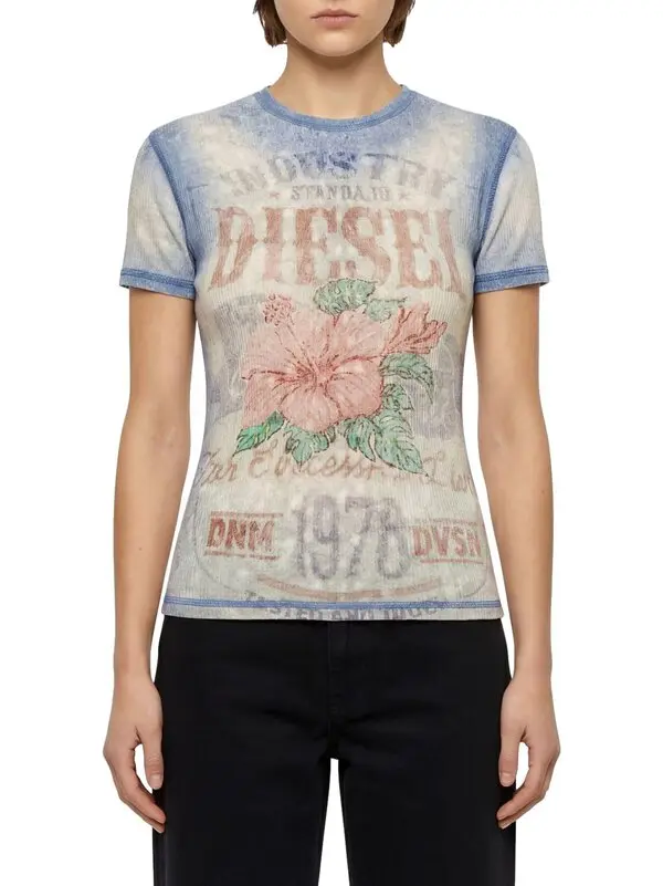 DIESEL® Printed Cotton T-shirt - Blue