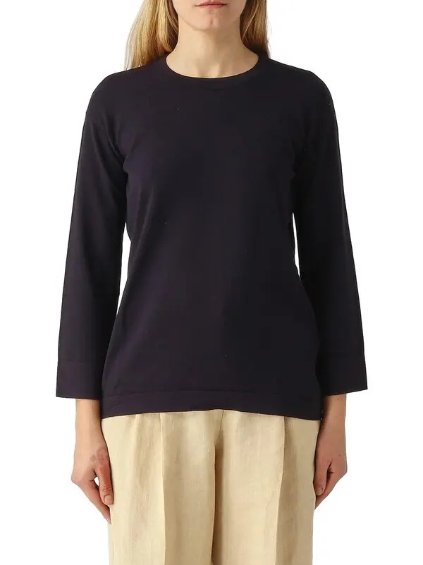 Max Mara Viscose Blend Long Sleeve T-shirt - Navy