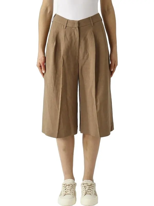 MEIMEIJ Linen Blend Bermuda Shorts - Brown