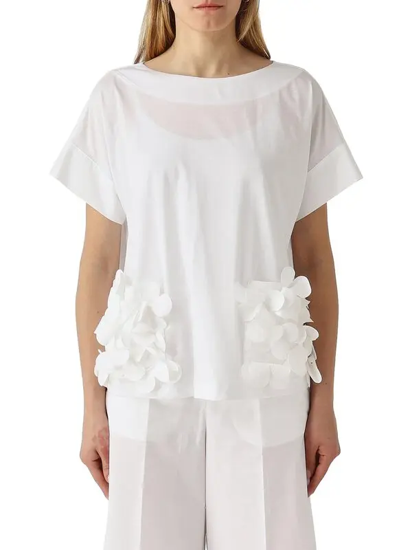 MEIMEIJ Appliqued Pocket Top - White