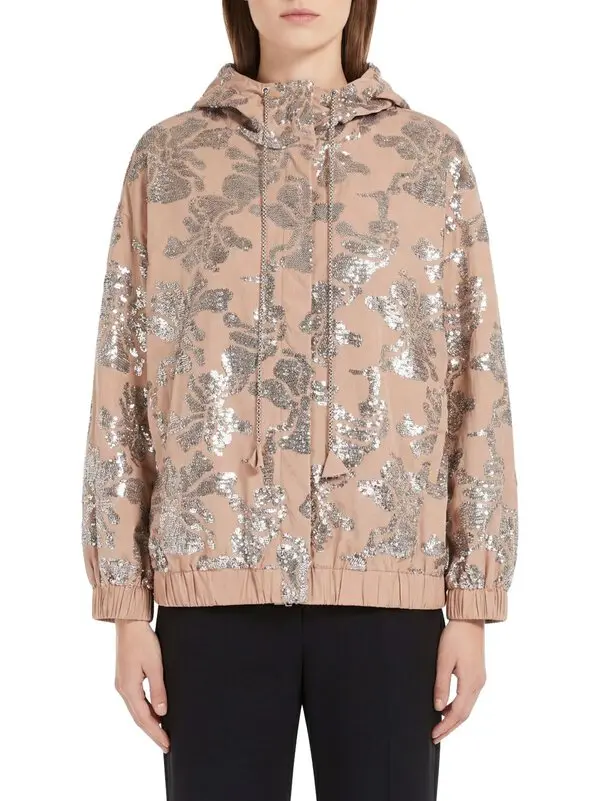 Pinko Sequin Embellished Hooded Jacket - Pink
