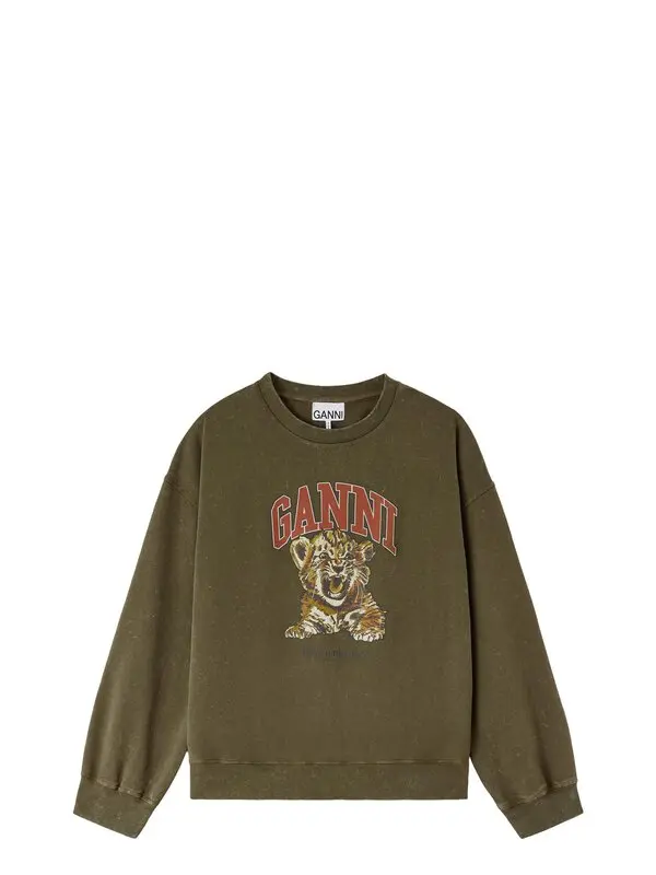 GANNI Tiger Graphic Crewneck - Green