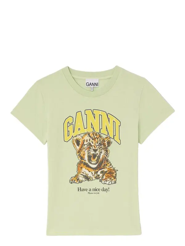 GANNI Tiger Graphic T-shirt - Seedling