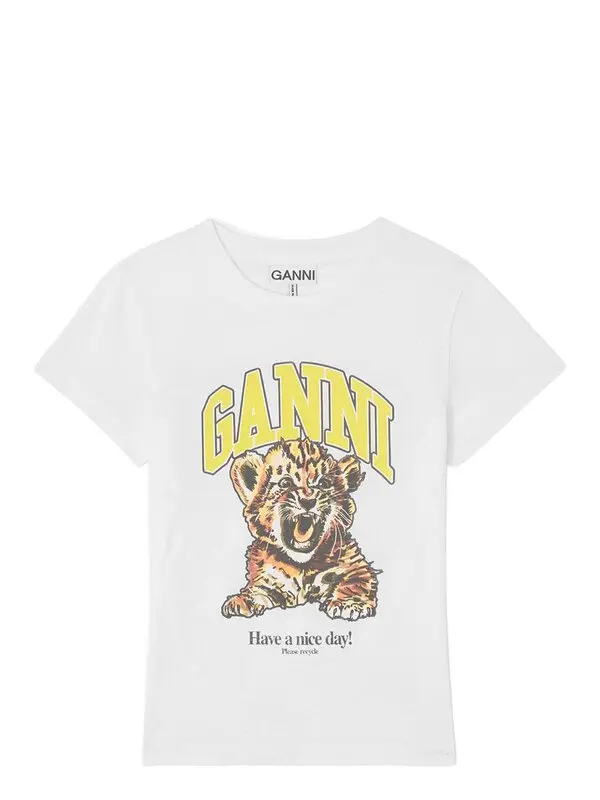 GANNI Baby Fit Tiger Graphic T-shirt - White