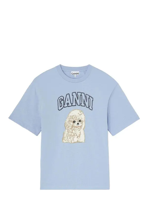 GANNI T-shirt With Poodle Graphic - Blue