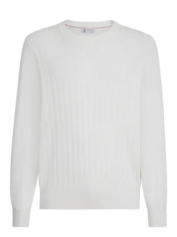 Brunello Cucinelli Ribbed Cotton Sweater - White