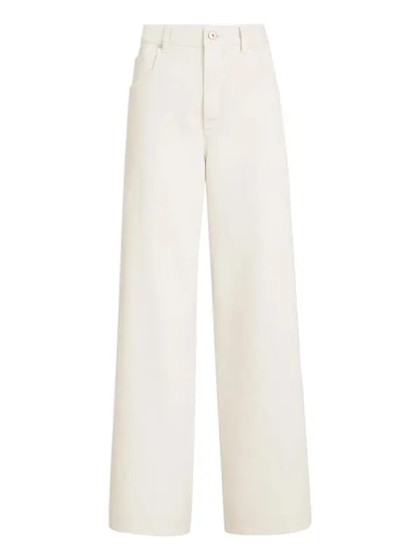 Brunello Cucinelli Relaxed-fit Denim Trousers With Monile Detail - White