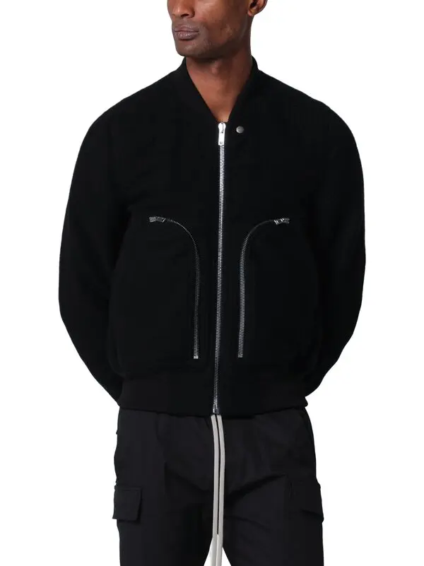 Rick Owens Virgin Wool Bomber Jacket With Zip - Black