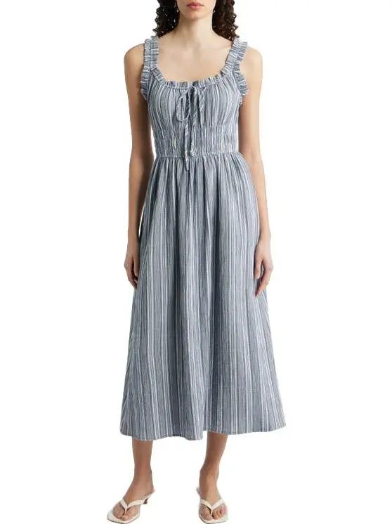 FRNCH Obea Variegated Stripe Organic Cotton Sundress - Bleu Jean
