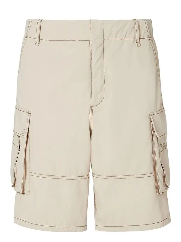 Fendi Relaxed Cargo Bermuda Shorts In Cotton Gabardine - Beige