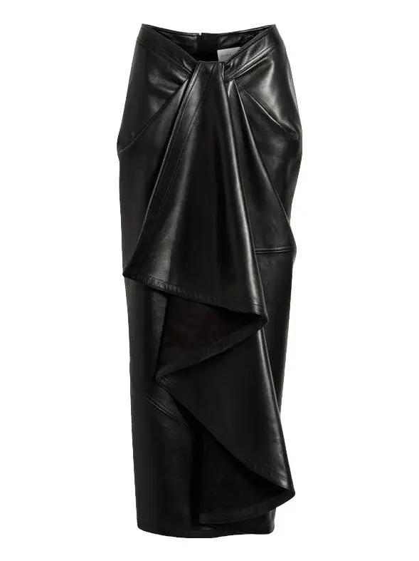 Givenchy Draped Plongé Lambskin Leather Skirt - Black