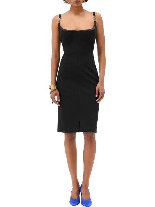 Versace Compact Jersey Cocktail Dress - Nero Deep Dark Navy