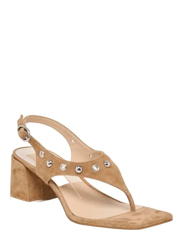 Dolce Vita Yves Studded Slingback Sandals - Light Brown Suede