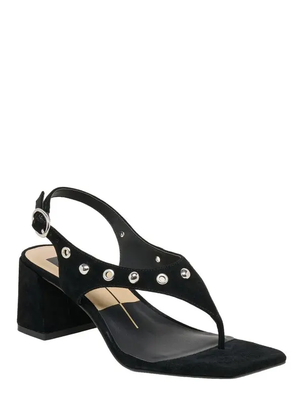 Dolce Vita Yves Studded Slingback Sandals - Onyx Suede