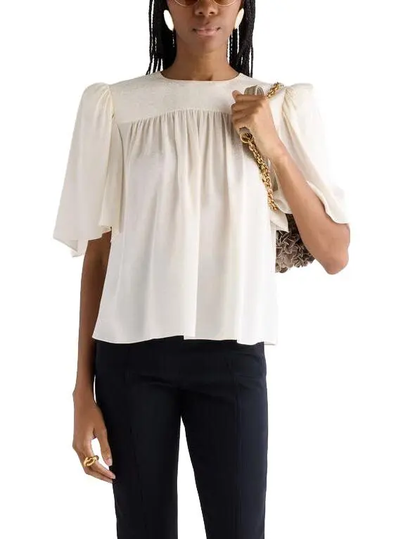 Chloé Organic Silk Jacquard Top - Coconut Milk