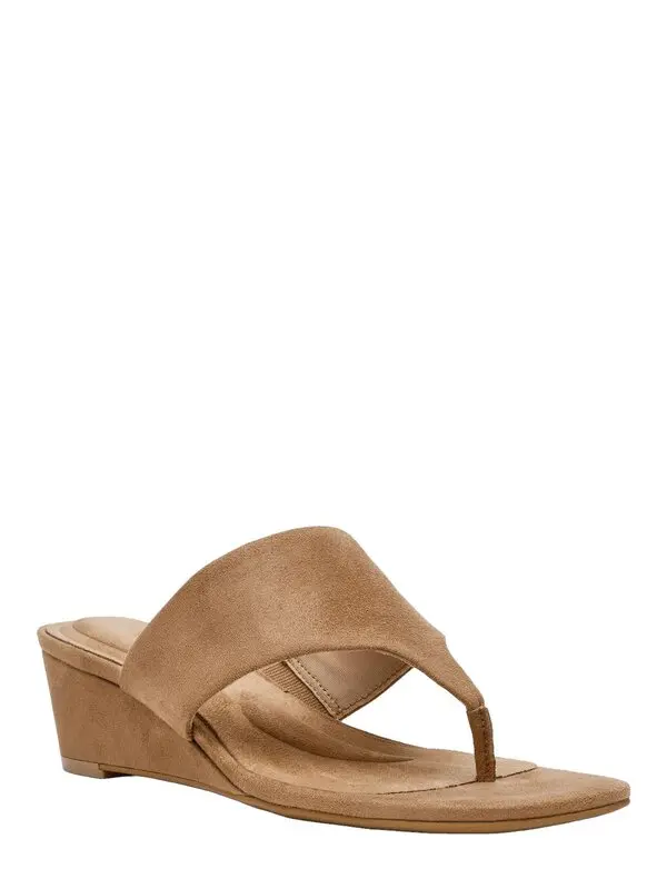 Anne Klein Wedge Sandal - Sand Suede