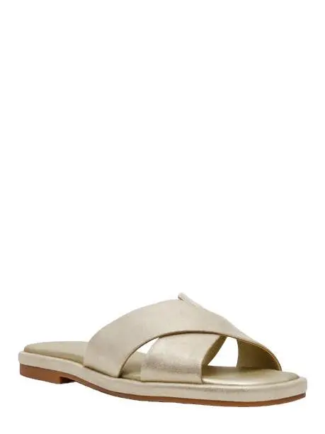 Anne Klein Khloe Crossover Strap Slide Sandal - Platinum