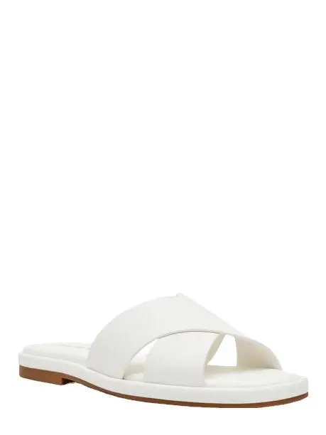Anne Klein Khloe Crossover Strap Slide Sandal - White