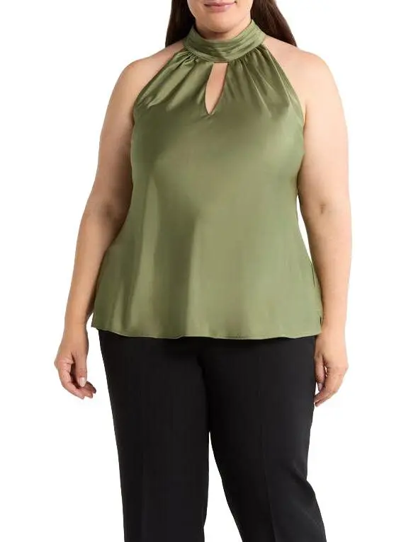 TAHARI ASL Sleeveless Mock Neck Top - Agave