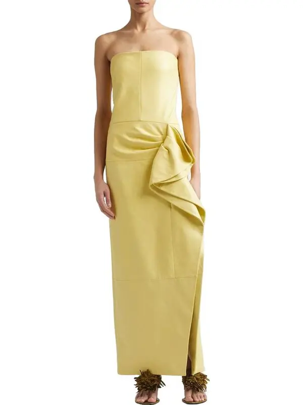 Proenza Schouler Alonna Strapless Leather Gown - Pale Yellow