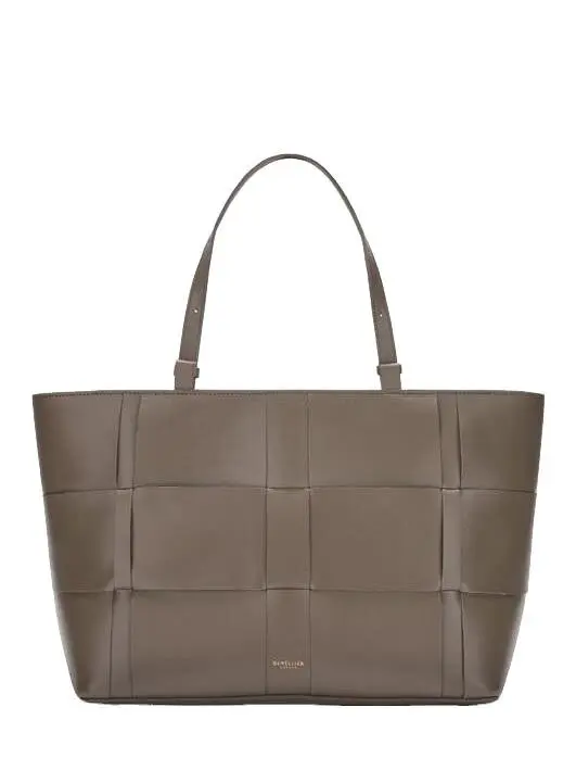 DEMELLIER The Florence Woven Leather Tote - Dark Taupe