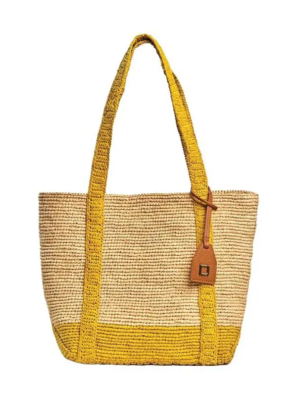 Rafe New York Raffia Boat Tote - Natural/lemon
