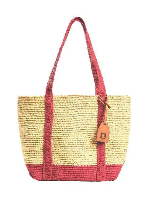 Rafe New York Raffia Boat Tote - Natural/red