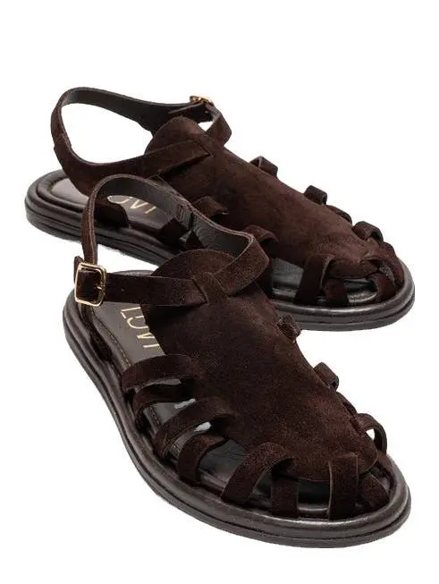 FOREVER & ALWAYS SHOES Leather Gladiator Sandals - Brown Suede