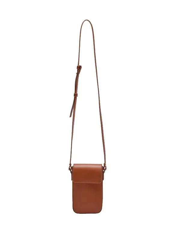 FOREVER & ALWAYS SHOES Leather Mini Crossbody Bag - Cognac