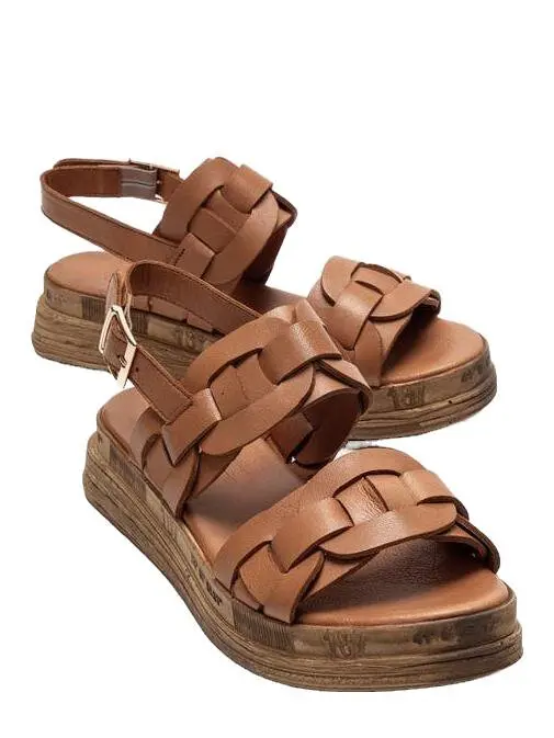 FOREVER & ALWAYS SHOES Elvoro Leather Sandals - Cognac