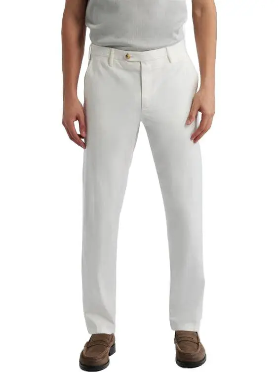 Canali Flat Front Stretch Cotton Blend Twill Chinos - White