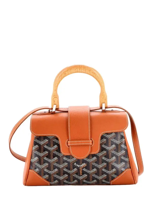 Goyard Saigon Top Handle Bag Coated Canvas With Leather Mini - Brown