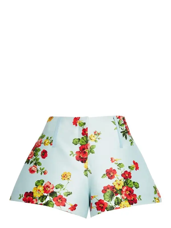 Brandon Maxwell The Cricket Floral Bell Shorts - Bright Blue Floral